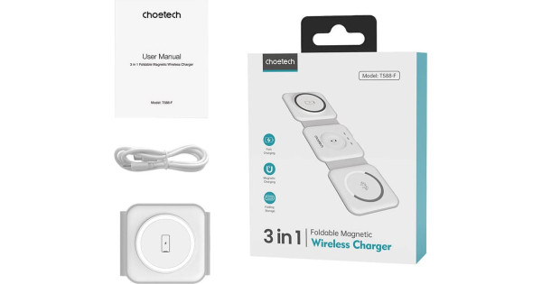 Choetech T588-F 3in1 Magnetic Wireless Charger 15W (white)